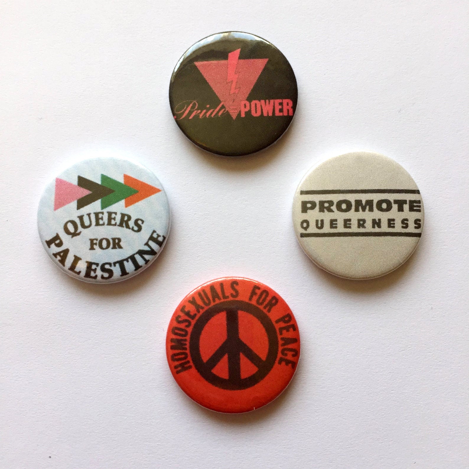 Set of 4 Queer Pride Badges Gay Peace Palestine Buttons | Etsy
