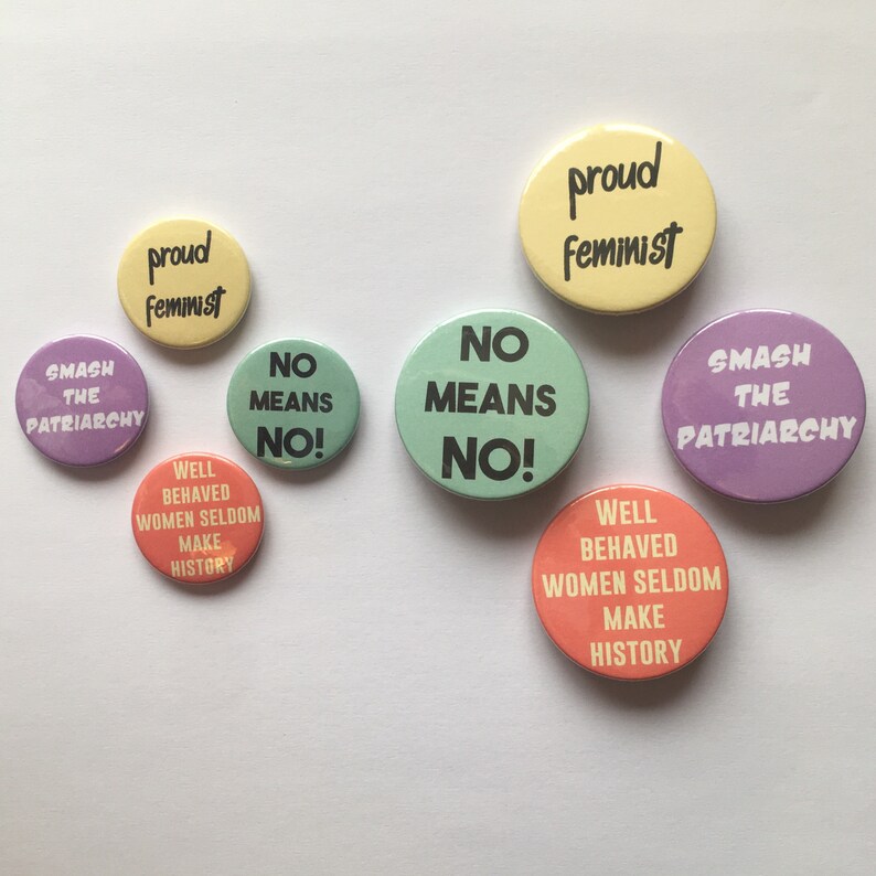 Set of 4 Feminist Button Badges Political Feminism Pins | Etsy