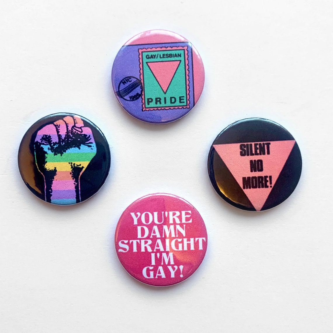 4 Gay Lesbian Pride Button Set Vintage Remake Retro LGBTQ - Etsy