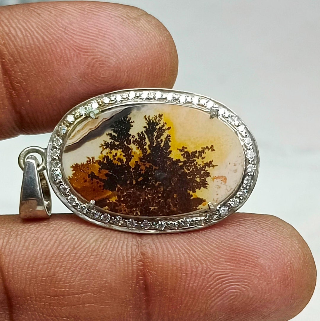 Natural Dendritic Agate shajar Gemstone, Dendritic Pendent Gemstone ...