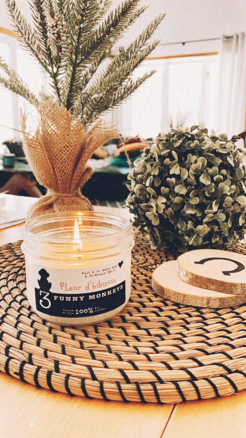 Fleur d'hibiscus pêche blanche, bougie de soja - Etsy Nederland