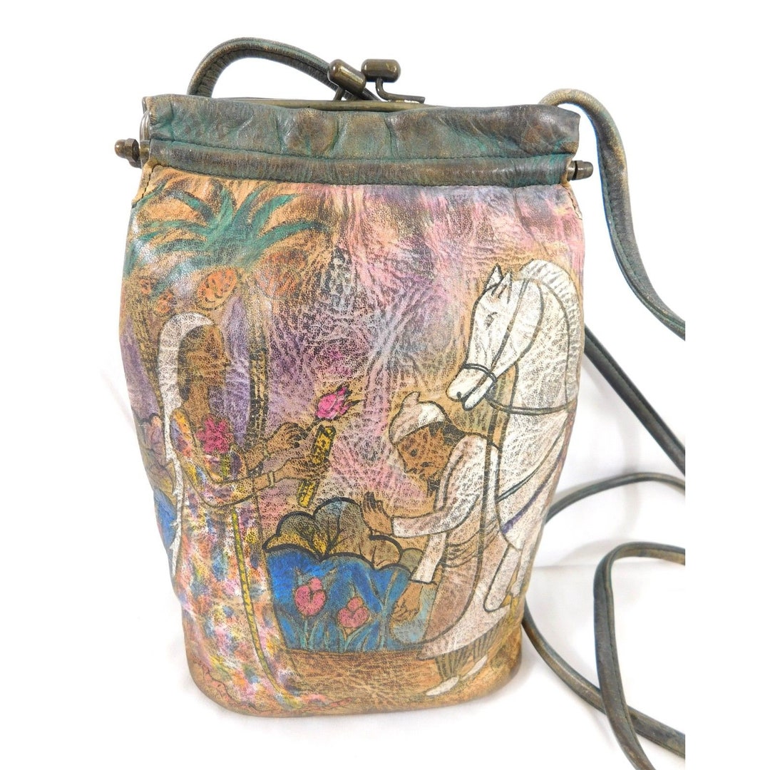 Vintage 80s Jane Yoo Wearable Art Leather Purse Handbag Crossbody ...