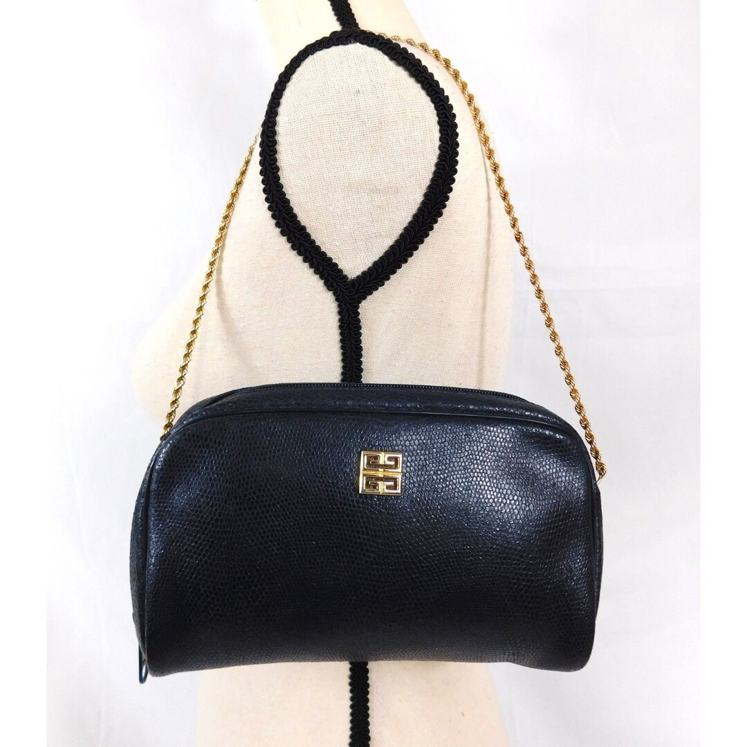 Authentic Vintage Givenchy Navy Blue Leather Shoulder Bag - Etsy