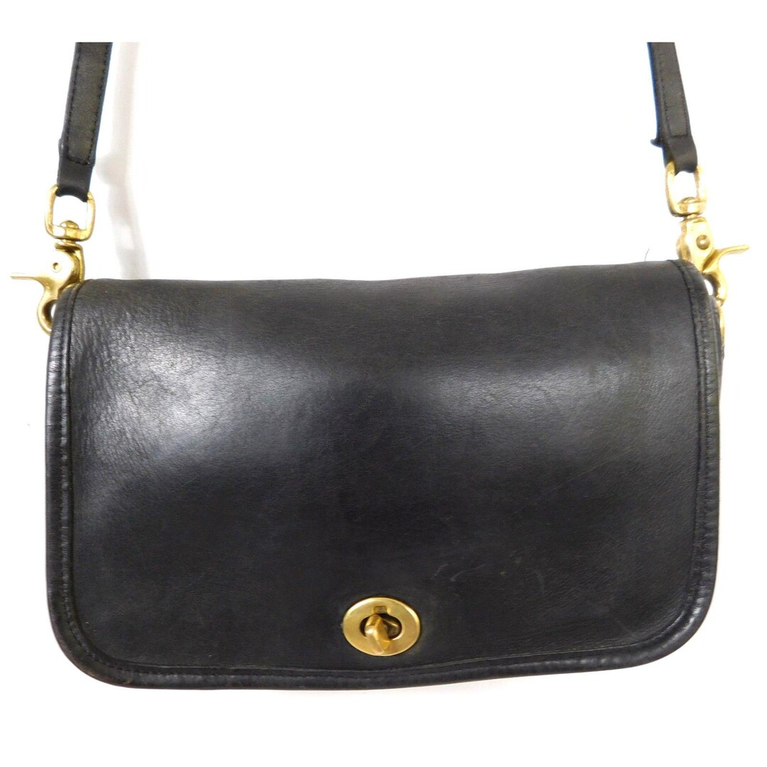 Coach Vintage Black Leather Ridgefield Flap Bag Purse Style 9812 ...