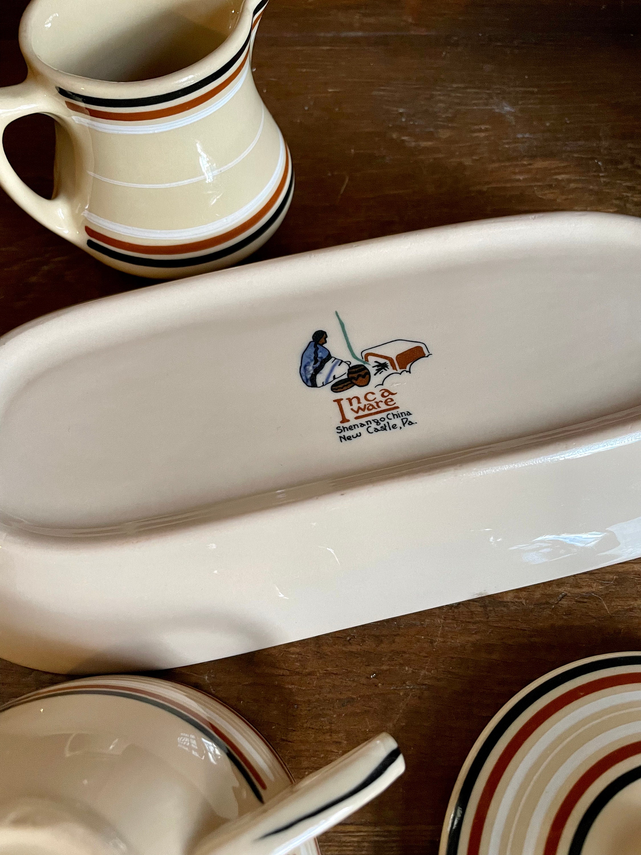 INCA WARE Set, Stripes, Serve, Creamer, Sugar, Dish, Breakfast ...
