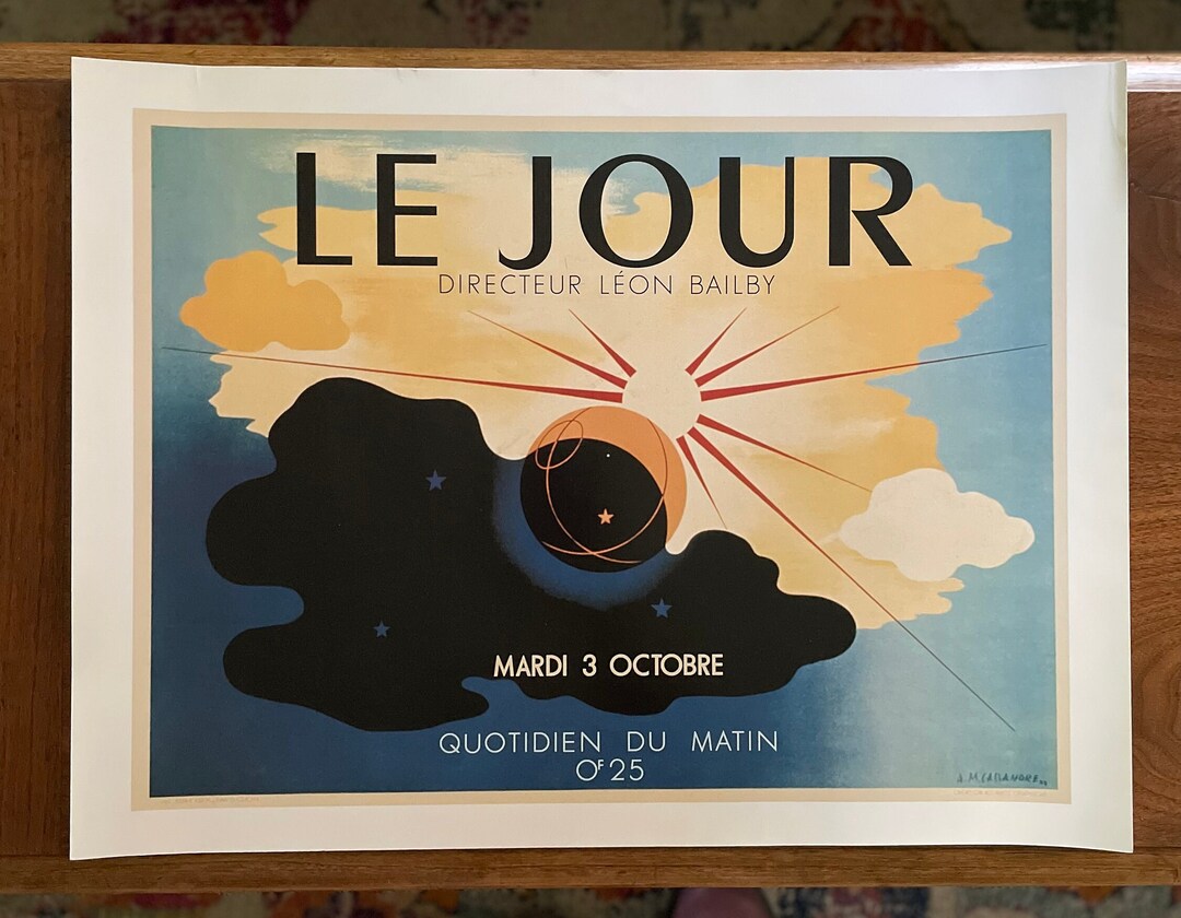 LE JOUR Poster, Journal, A M Cassandres, French, Night, Day, Art Deco ...
