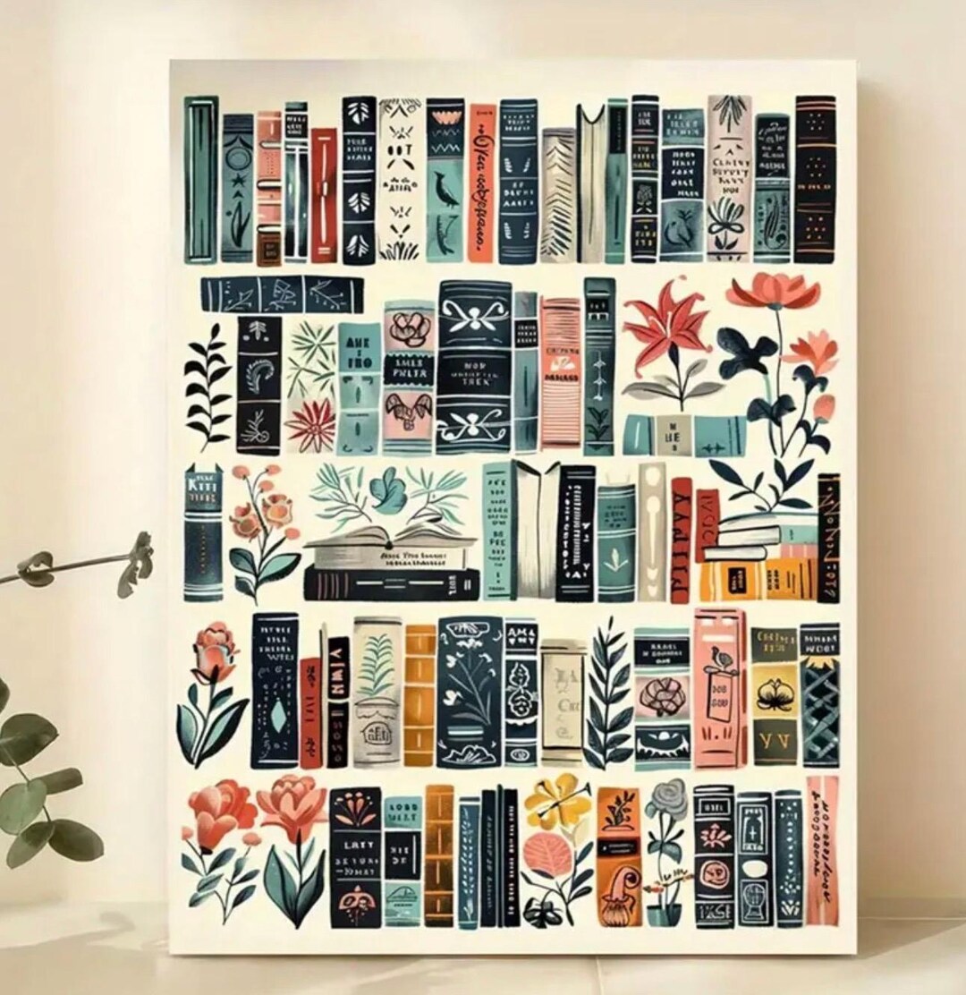 Vintage Library Canvas Poster, Artistic Book Art Print, Reading Wall ...