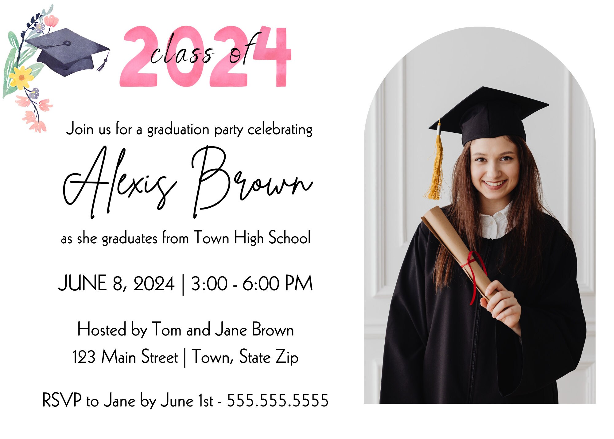 Editable Graduation Invitation Template Printable Graduation Party ...
