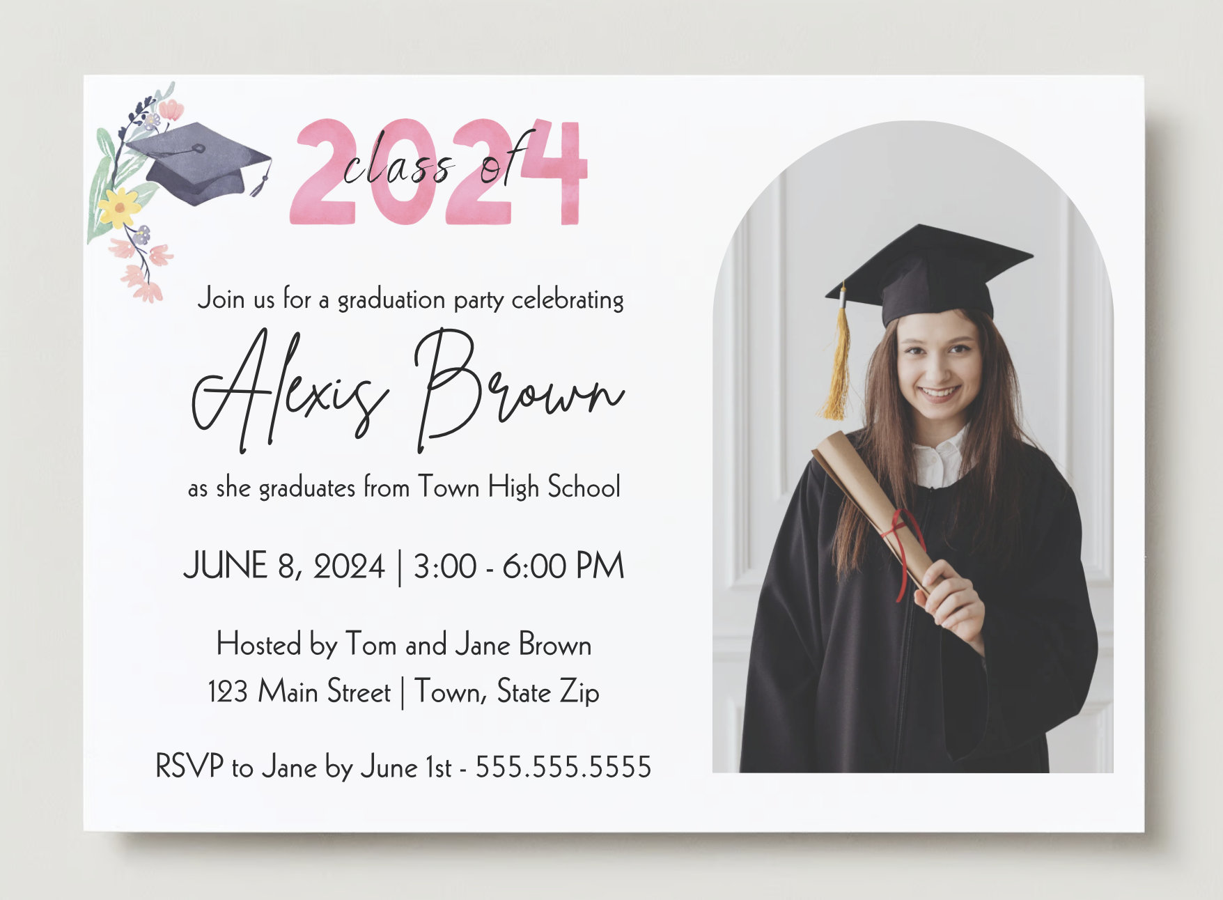 Editable Graduation Invitation Template Printable Graduation Party ...