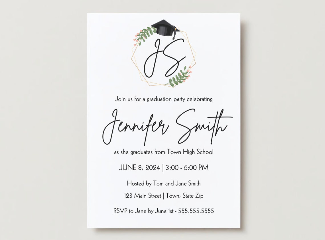 Editable Graduation Invitation Template Printable Graduation Party ...