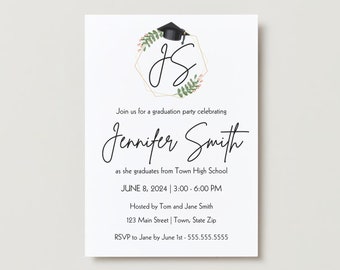 Editable Graduation Invitation Template Printable Graduation Party ...