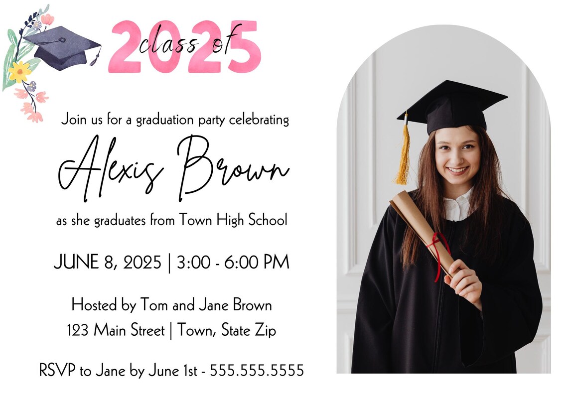 Editable Graduation Invitation Template | Printable Graduation Party ...