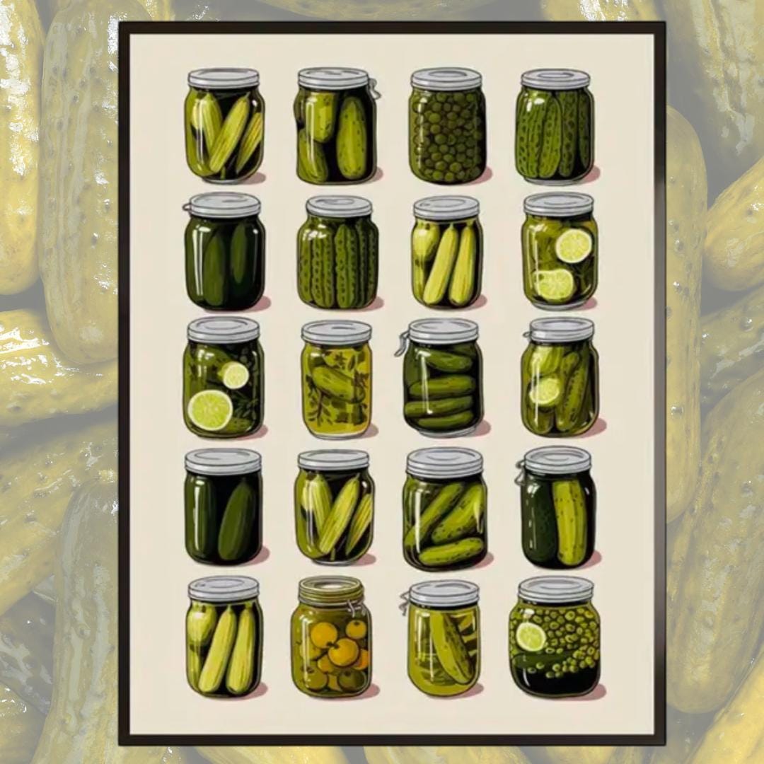 Whimsical Pickle Jar Canvas Poster; Vintage-inspired Pickle Wall Art ...