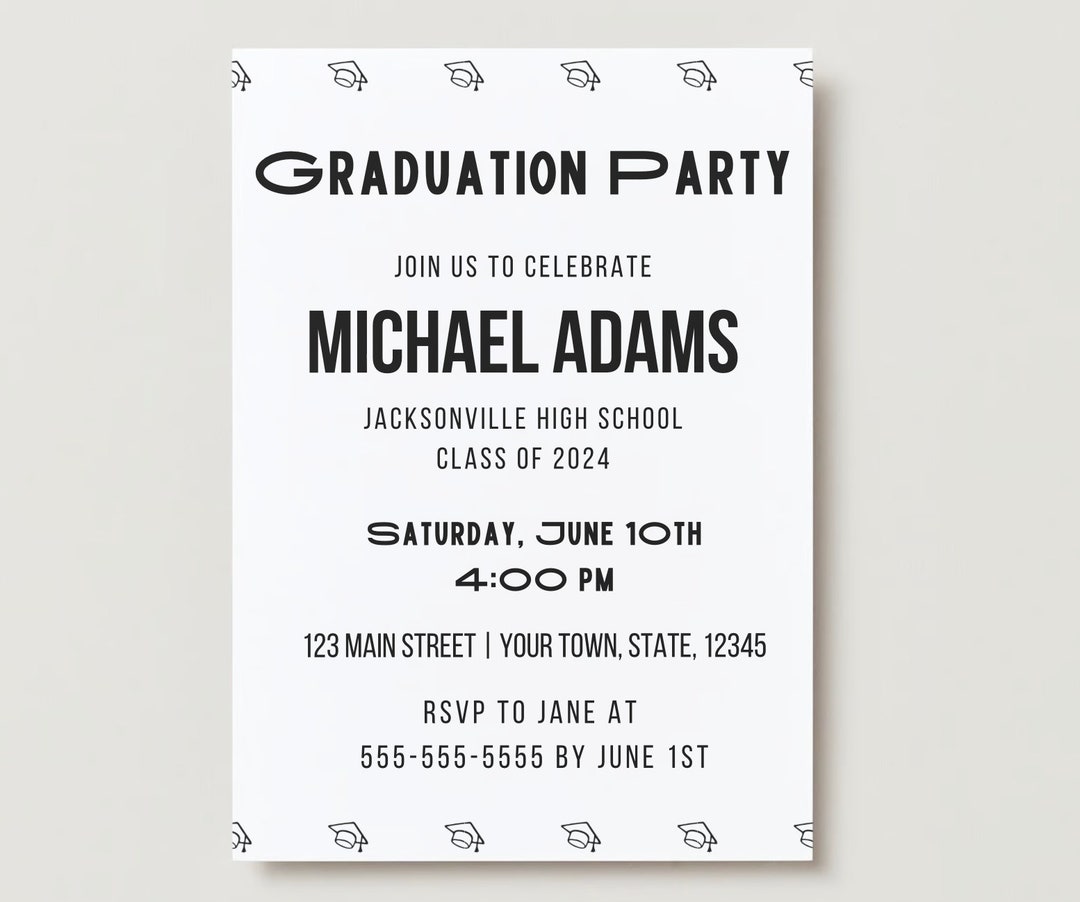 Editable Graduation Invitation Template Printable Graduation Party ...