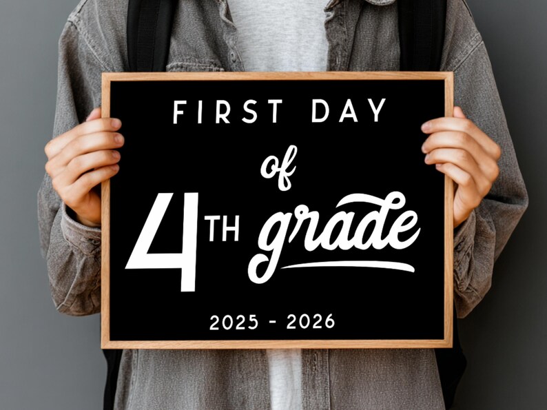 Letrero para el primer día de 4.º grado, Primer día de clases 2025-2026 ...
