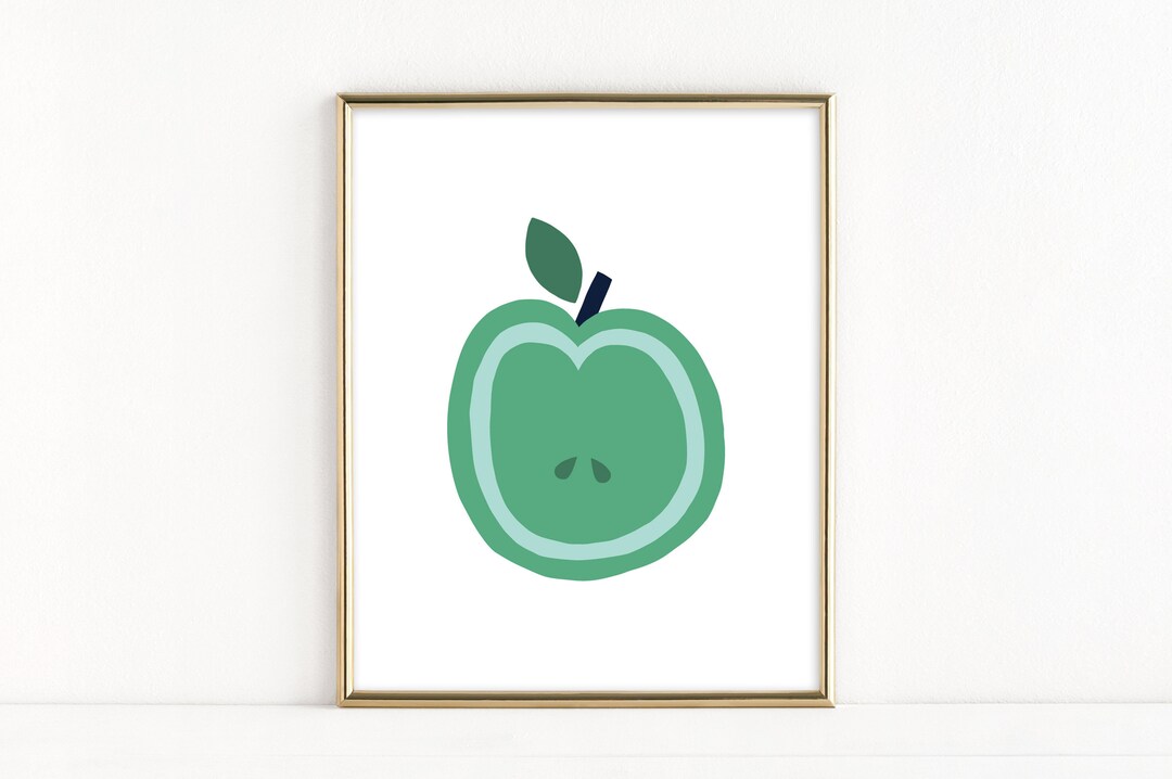 Modern Apple Print, Modern Kitchen Printable, Mid Century Modern ...