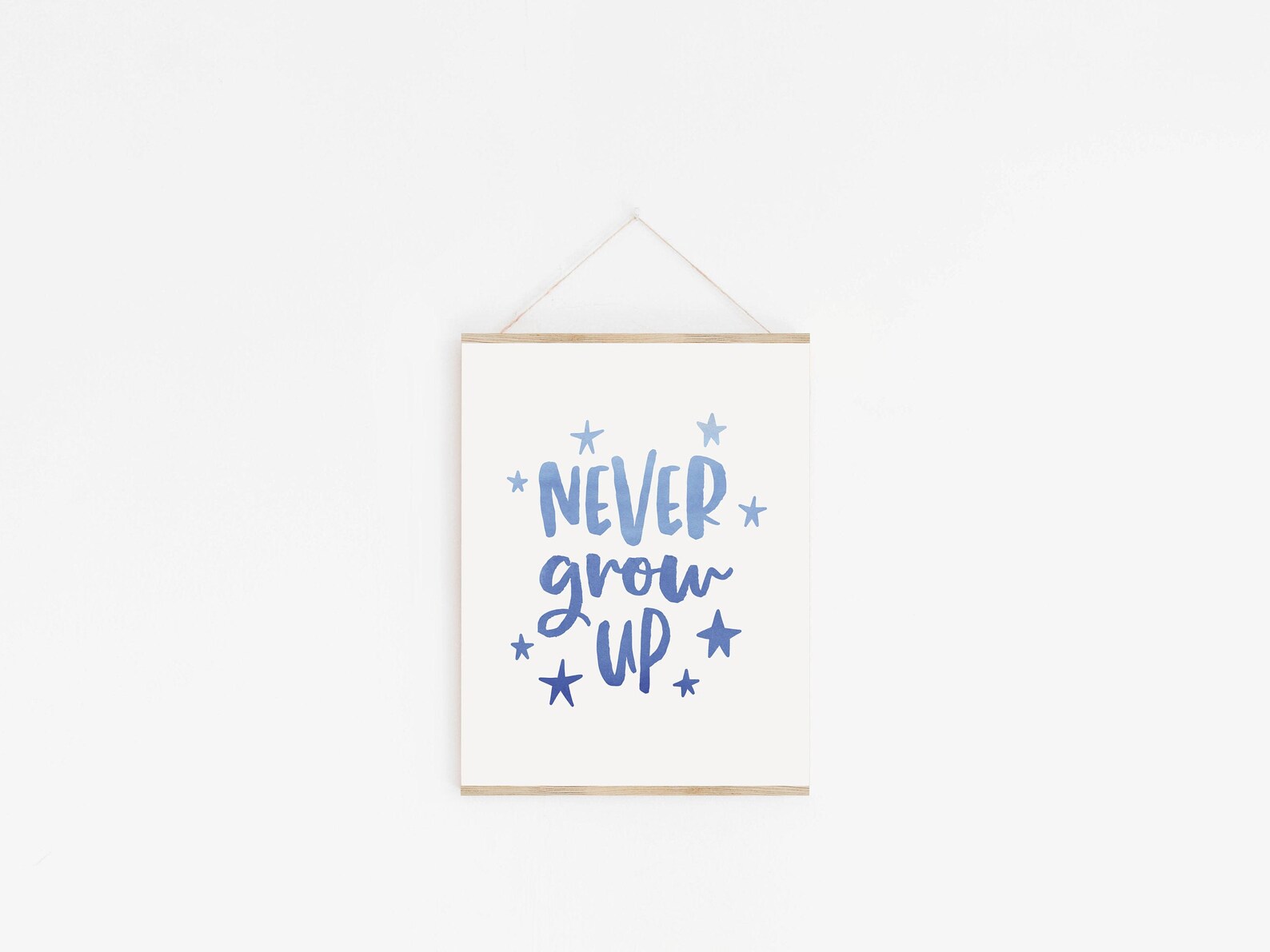 Never Grow up Printable Nursery Art, Blue Watercolor Sign for Baby ...