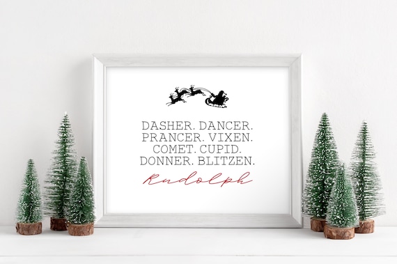 Santa's Reindeer Printable Instant Download Holiday Home | Etsy