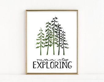 Travel Quote Wall Art Never Stop Exploring Inspirational - Etsy