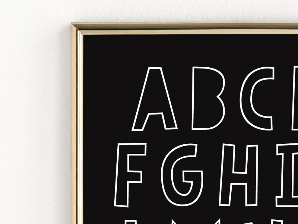 Black and White Alphabet Poster, ABC Wall Art, Alphabet Wall Art ...