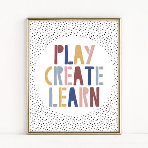 Playroom Printable Art, Playroom Print Set, Play Create Learn Poster ...