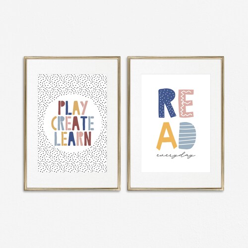 Playroom Printable Art Playroom Print Set Play Create Learn - Etsy