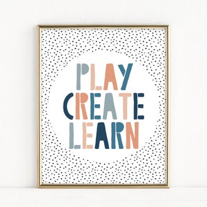 Play Create Learn Playroom Print - Kids Room Decor - Playroom Poster ...