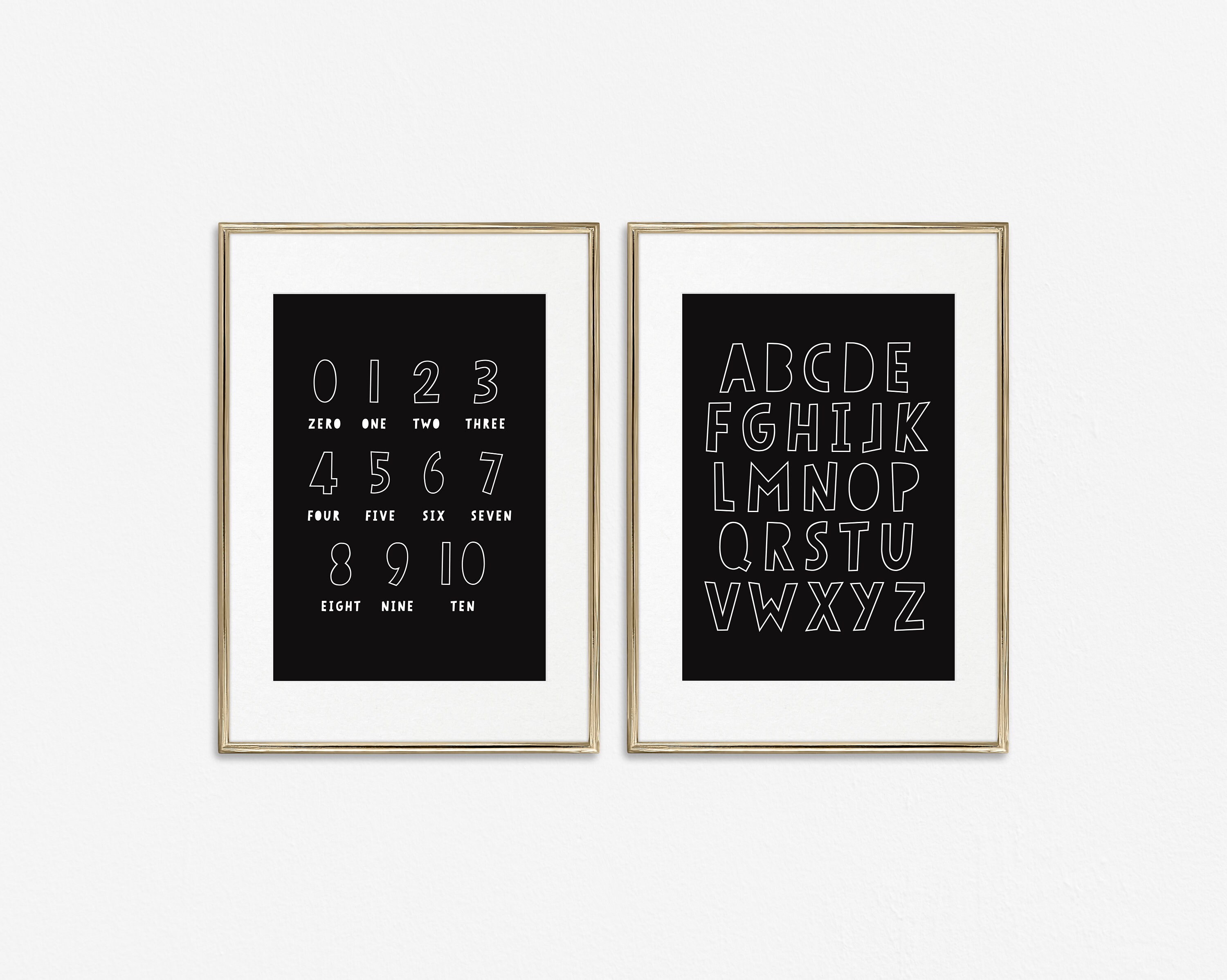 Black and White Alphabet Poster ABC Wall Art Alphabet Wall - Etsy