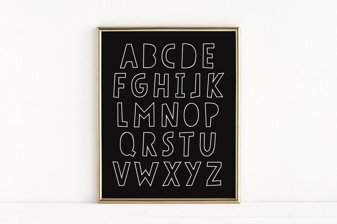 Black and White Alphabet Poster, ABC Wall Art, Alphabet Wall Art ...
