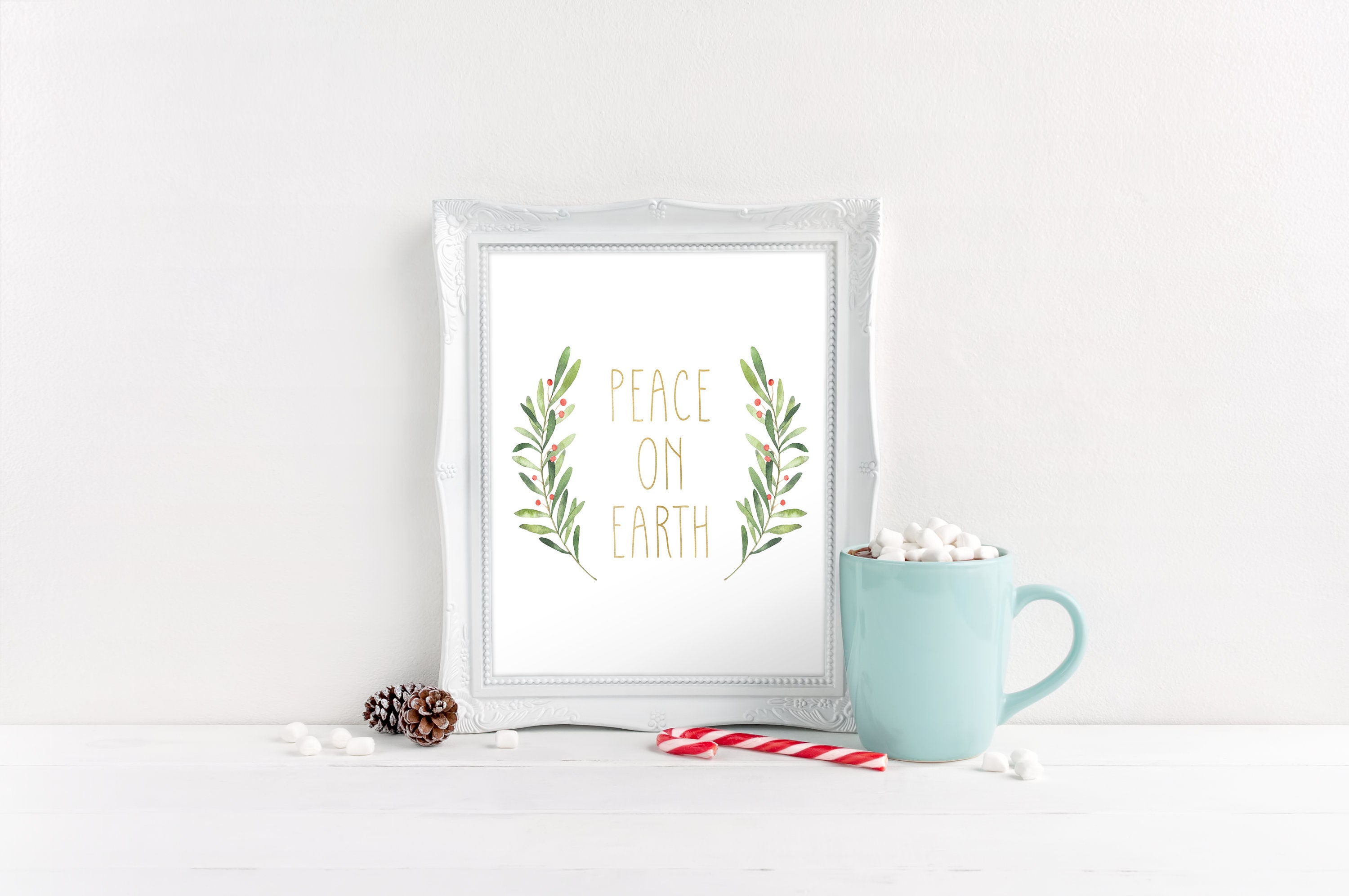 Peace on Earth Sign, Instant Download, Printable Christmas Art, Modern ...