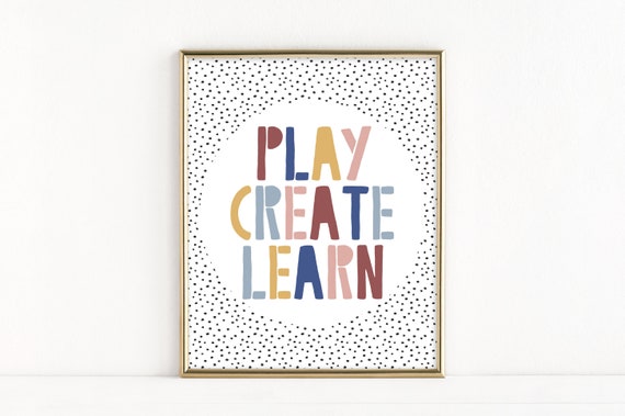 Play Create Learn Playroom Art Kids Bedroom Decor Playroom | Etsy Canada