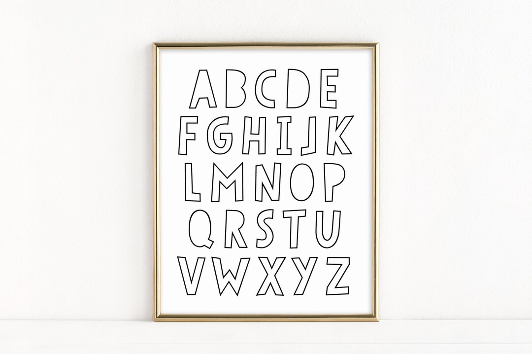 Black and White Alphabet Poster, ABC Wall Art, Alphabet Wall Art ...