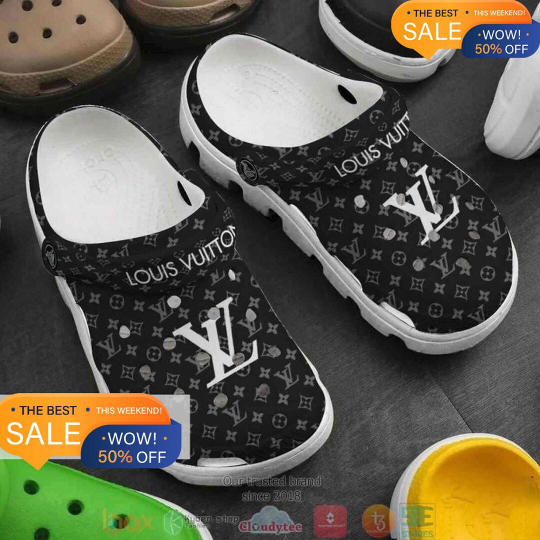 Luxury Crocs Black Pattern Clog Shoes Gift, Fashion Crocs, Logo Crocs ...