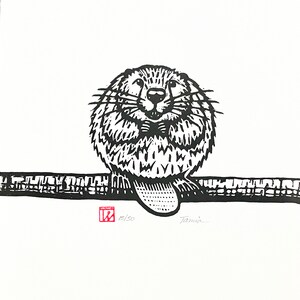 Beaver Art, Beaver Linocut, 5 X 7 Beaver Art, 5 X 5 Beaver Art, Black ...