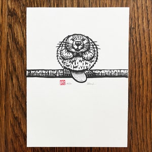 Beaver Art, Beaver Linocut, 5 X 7 Beaver Art, 5 X 5 Beaver Art, Black ...
