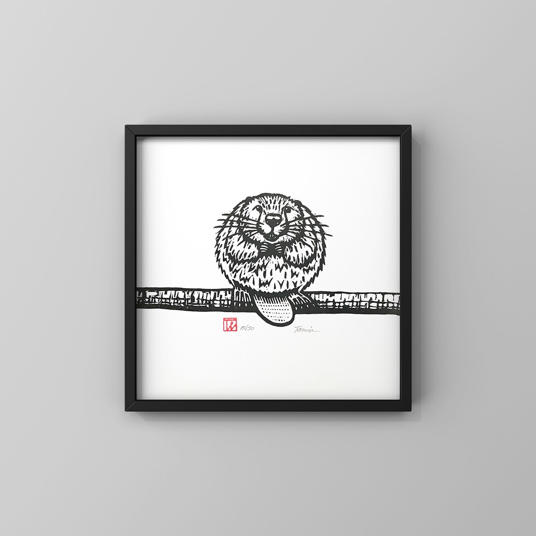 Beaver Art, Beaver Linocut, 5 X 7 Beaver Art, 5 X 5 Beaver Art, Black ...