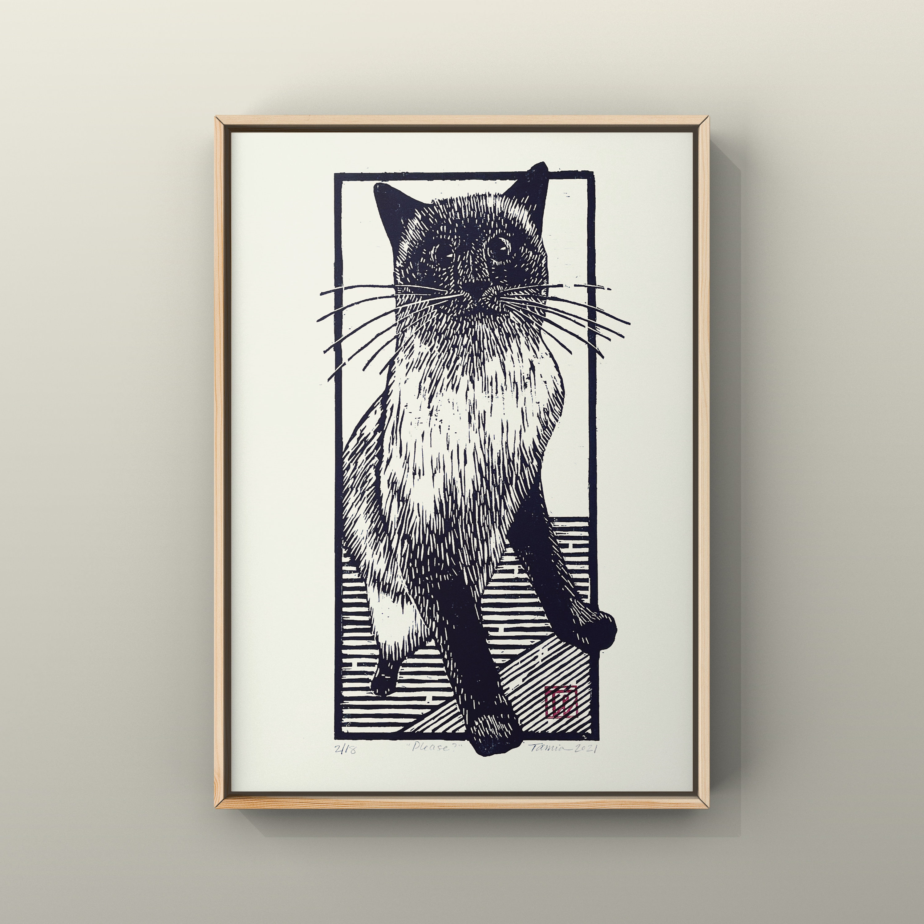 Siamese Cat Art Siamese Cat Woodcut Seal Point Siamese Art - Etsy