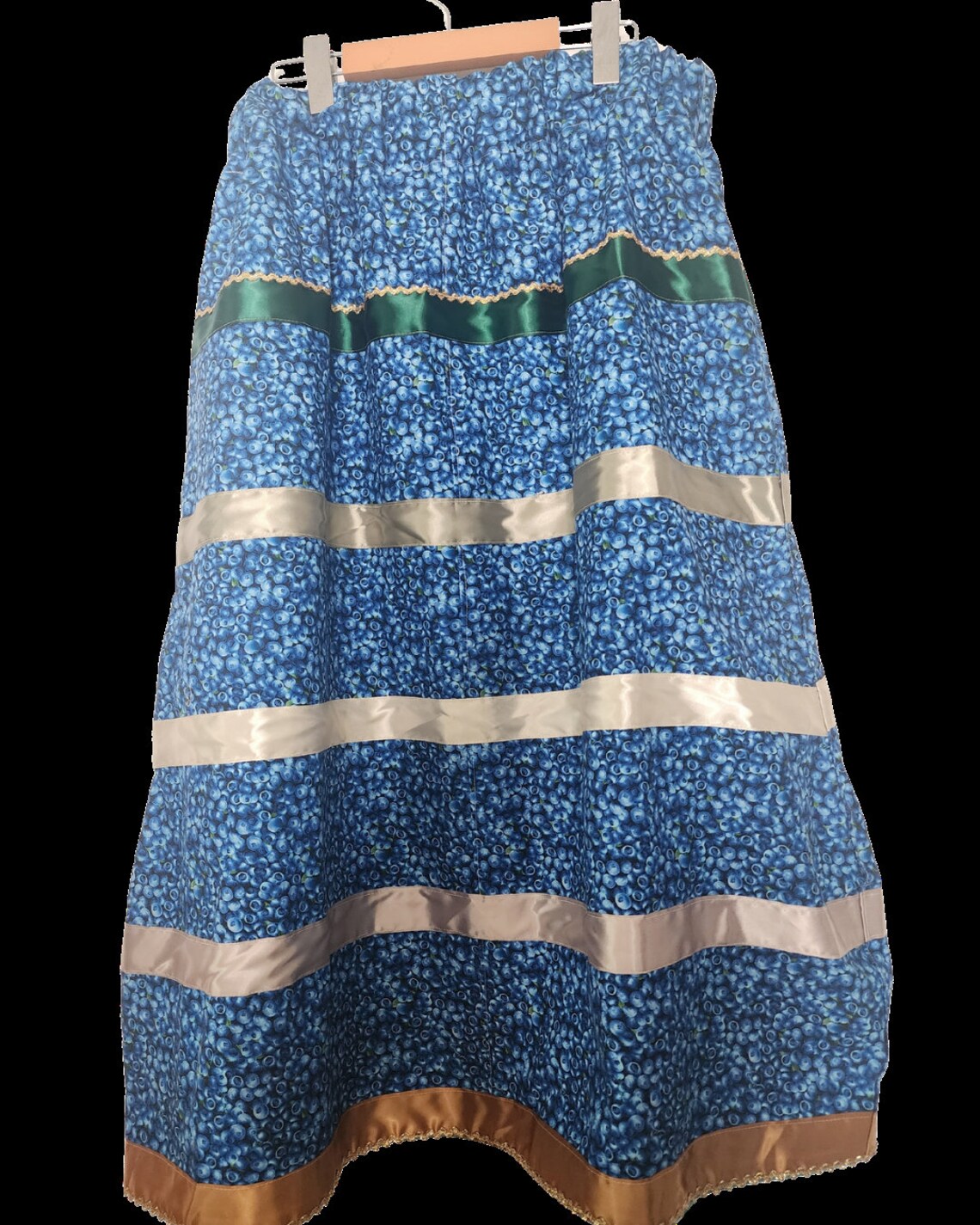 Ribbon Skirt Metis Indigenous Blueberries Berry Blue Pockets Buttons ...