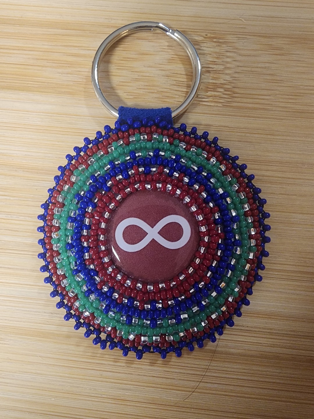 Red Metis Michif Infinity Beaded Leather Keychain Large - Etsy