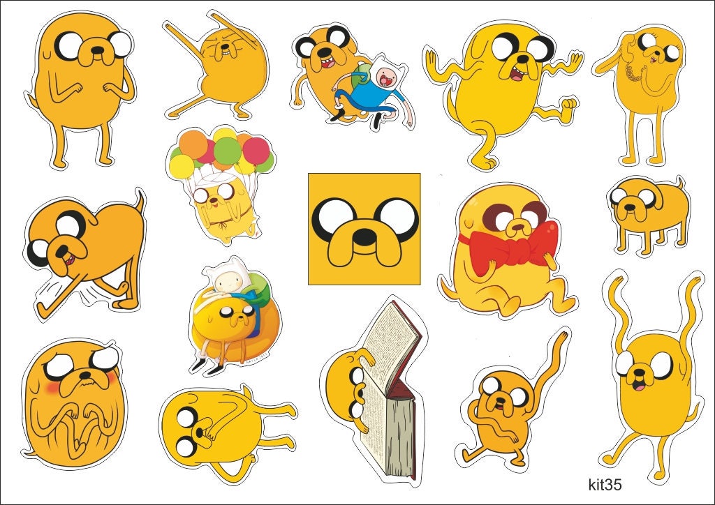 Set of vinyl stickers Adventure Time Jake Bubblegum | Etsy