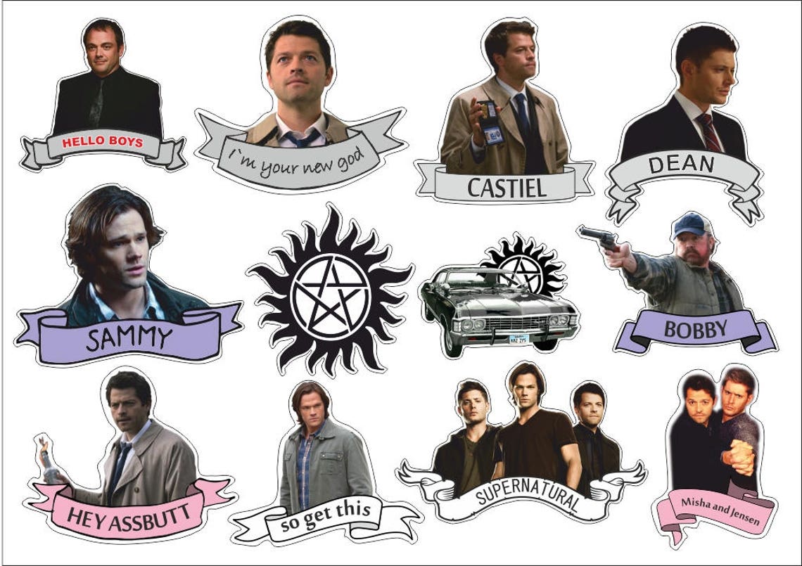 Set of vinyl stickers Supernatural Dean Sam Winchester | Etsy