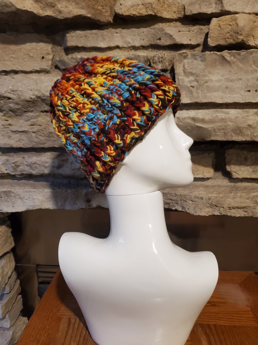 Scrap Yarn Beanie/scrap Beanie/ridged Crochet Beanie/multicolor Beanie ...