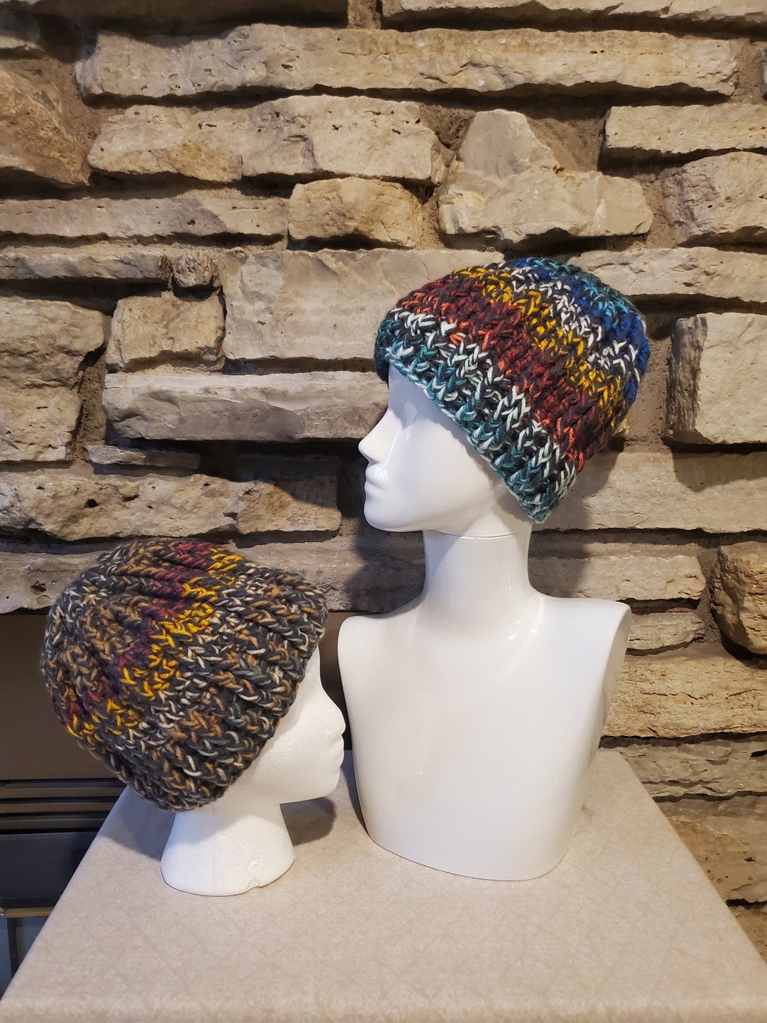 Scrap Yarn Beanie Hat or Hand Tied Beanie Hat/eclectic Scrap Yarn Hat ...