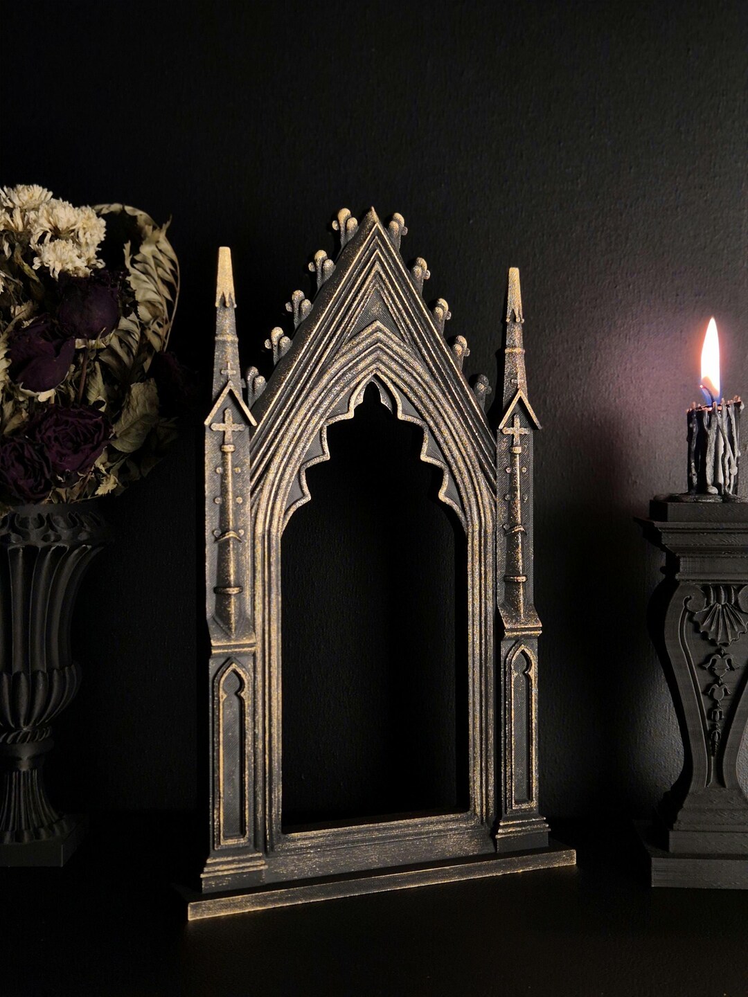 Gothic Cathedral Window Frame – 3D Printed Gothic Wall Decor, Black or ...
