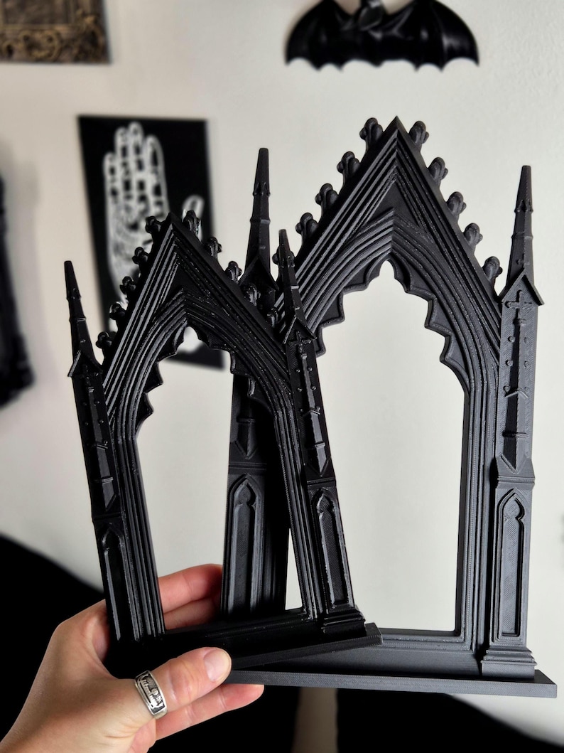 Gothic Cathedral Window Frame – 3D Printed Gothic Wall Decor, Black or ...