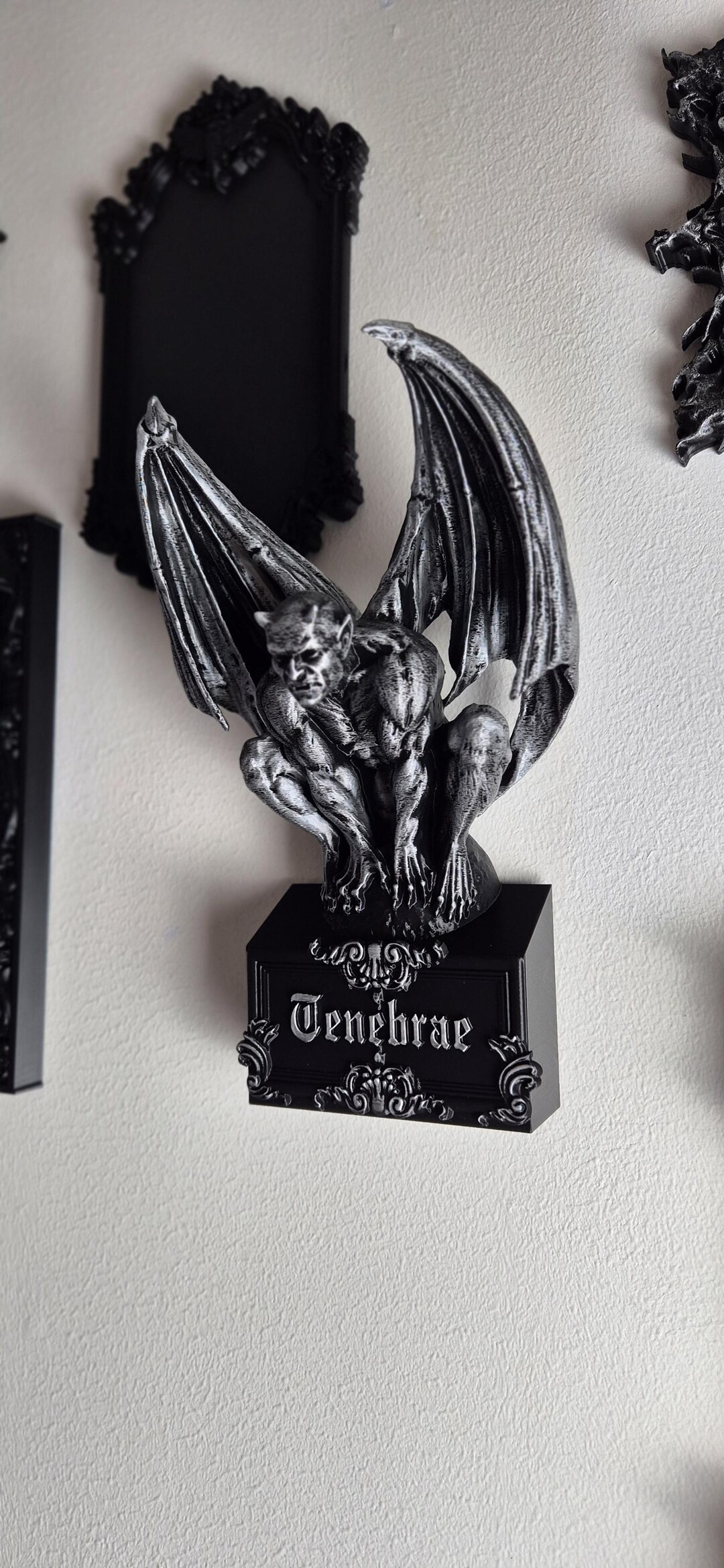 Gargoyle Wall Art 3d-printed, Gothic Demon Statue, Vampire Decor ...