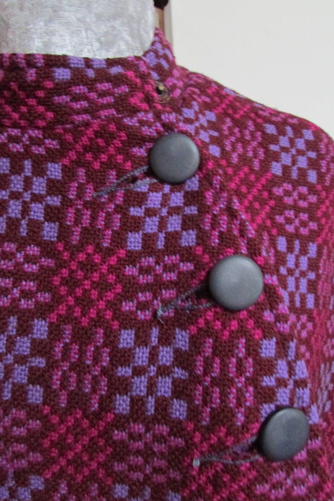 Welsh Tweed 1960s Mod Cape, Lovely Pink and Purple Colours Very Pretty ...