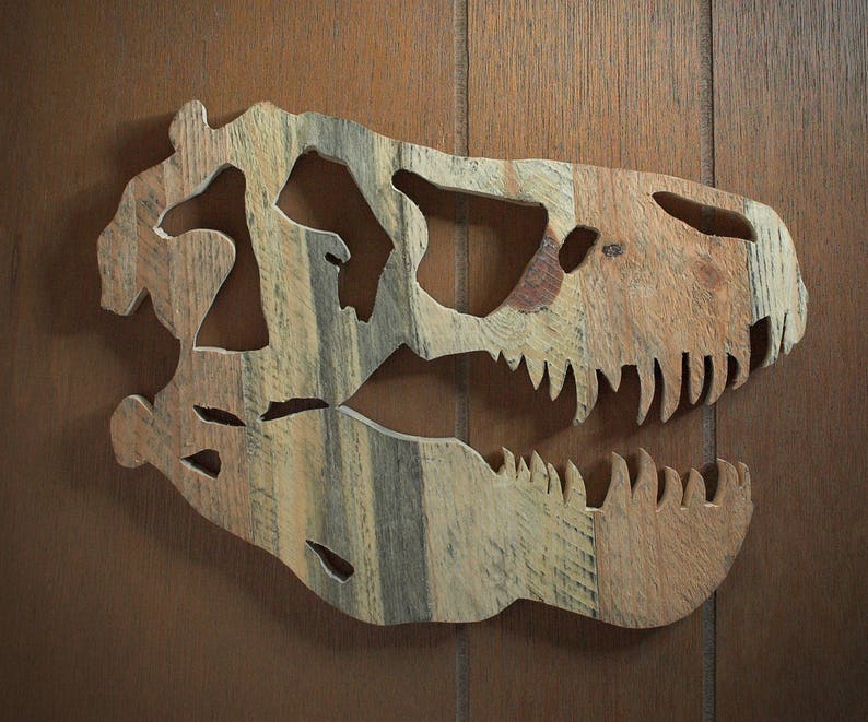 Reclaimed Wood Dinosaur Skull - T-rex - Etsy