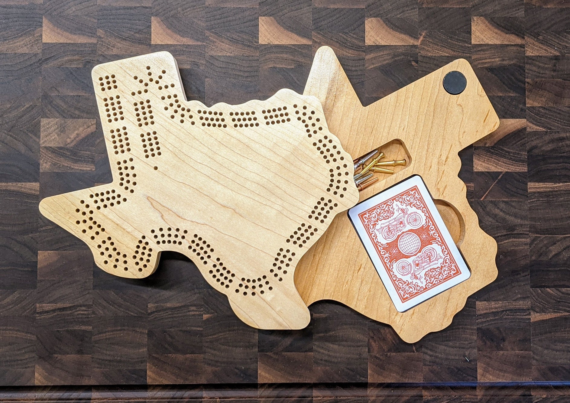 Texas State TX Travel Cribbage Board, Storage Inside, Includes Cards ...