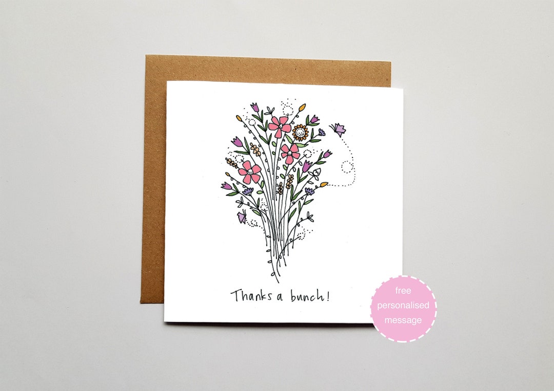 Thanks A Bunch Card Thank You Card Thanks Card Flower Card - Etsy